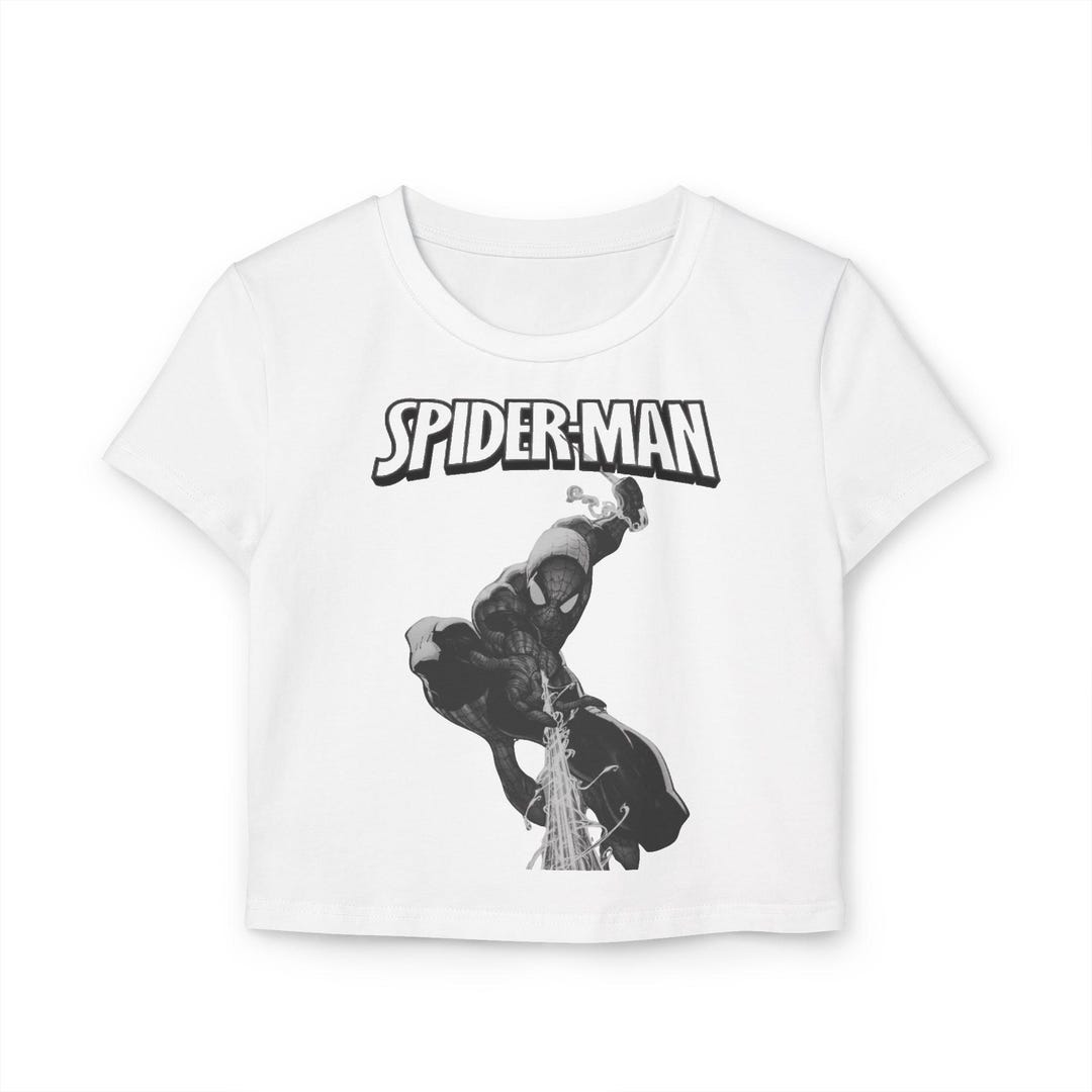 Spider-man Women's Baby Tee, Superhero Crop Top, Cute Comic Shirt ...