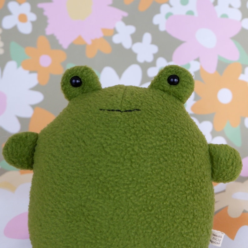 Olive Frog Plush Round Chubby Stuffed Animal - Etsy