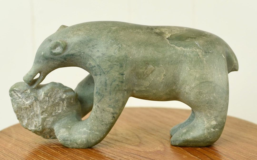 1970s Inuit Serpentine Carved Folk Art Stone Carving Sculpture Bear - Etsy