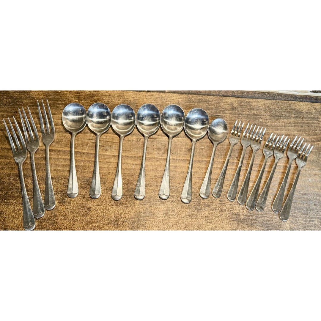 Crossroads Stainless Korea Flatware Set Pfaltzgraff 17pc Vintage Mid ...