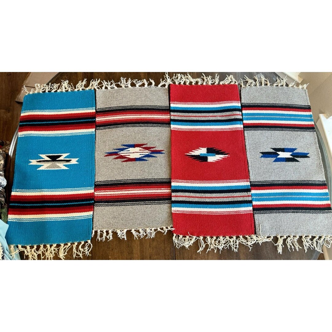 Set of 4 Chimayo Style Handwoven Southwest Mats / Small Rugs - Etsy