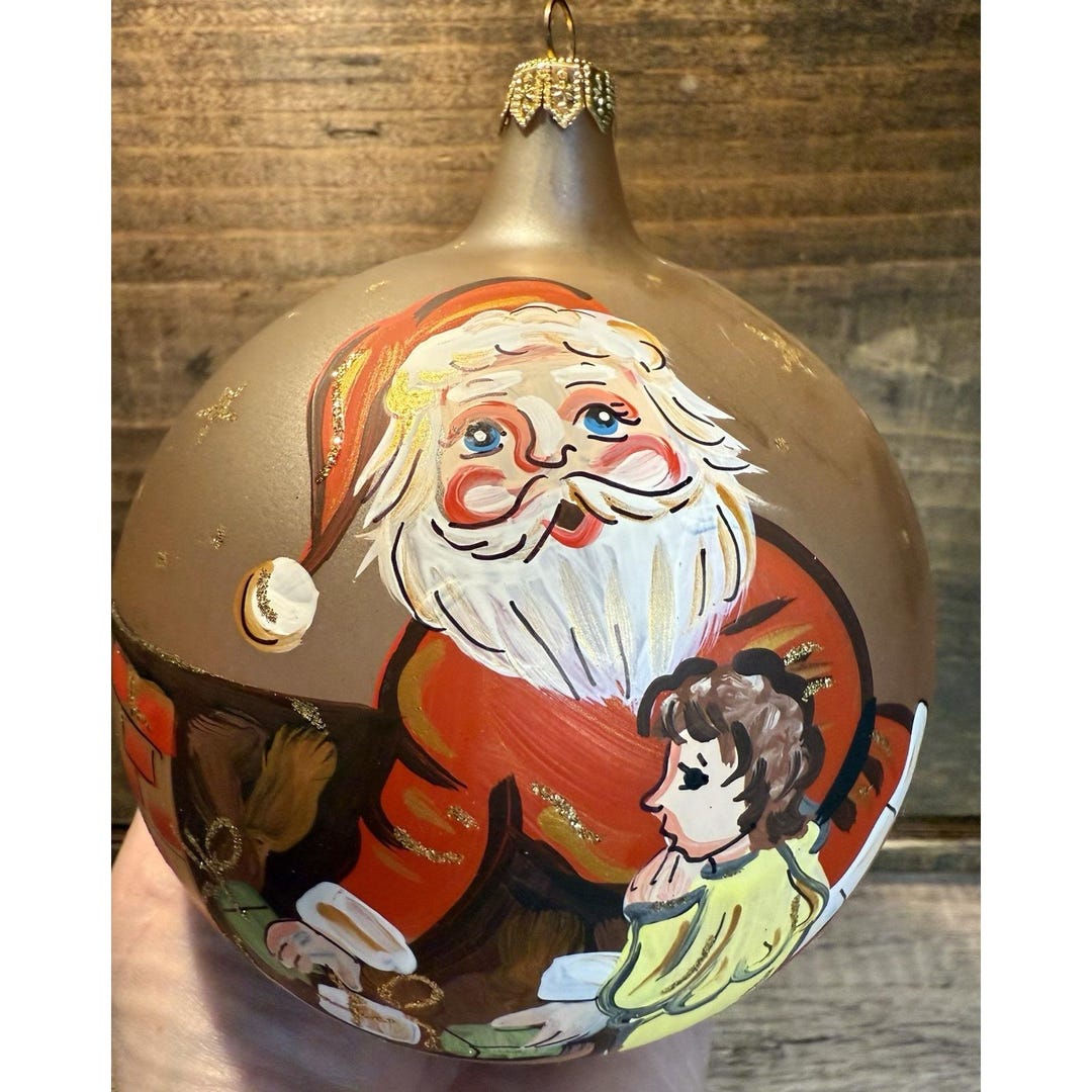 Vintage Trimsetter Dillards Hand Painted Mouth Blown Glass Santa ...