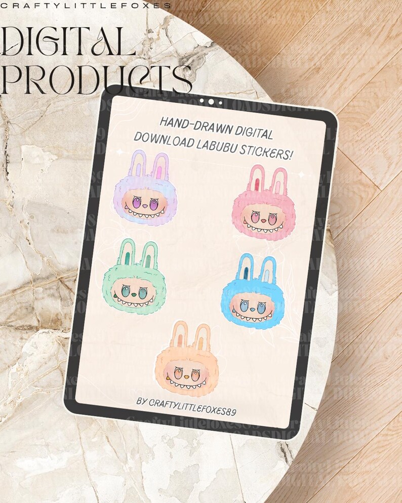 Labubu PNG Sticker Pack: 6 Printable Digital Stickers (instant Download ...