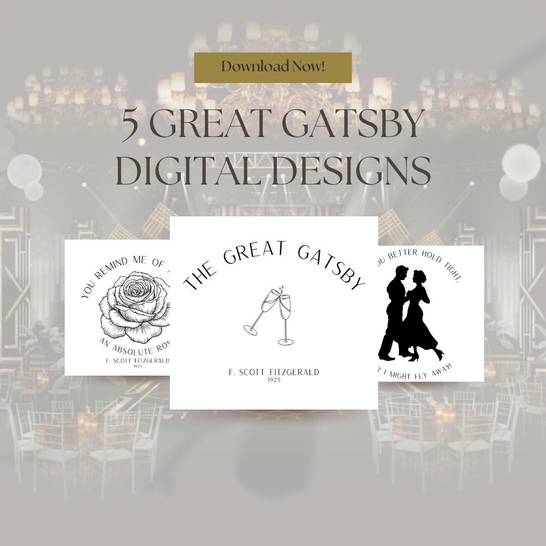 Great Gatsby Printable Cards | Art Deco Digital Card Set | 5 Designs - Etsy