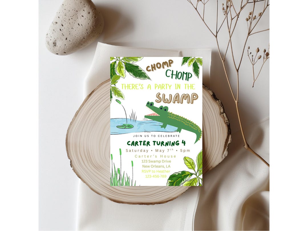 Gator Birthday Invitation Digital Template, Boy's Alligator Party in ...