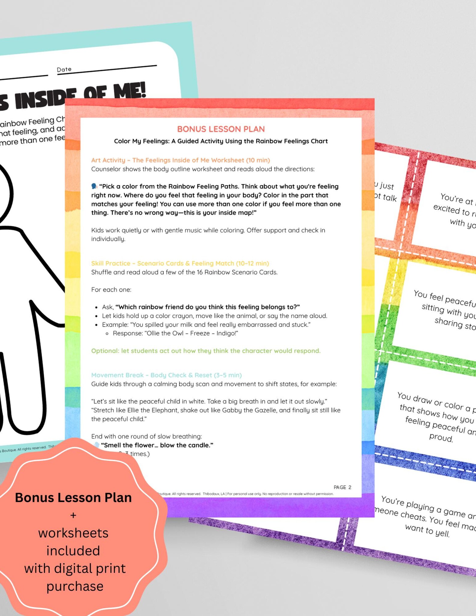 Feeling Rainbow Chart for Kids | Polyvagal-inspired Poster | Printable ...