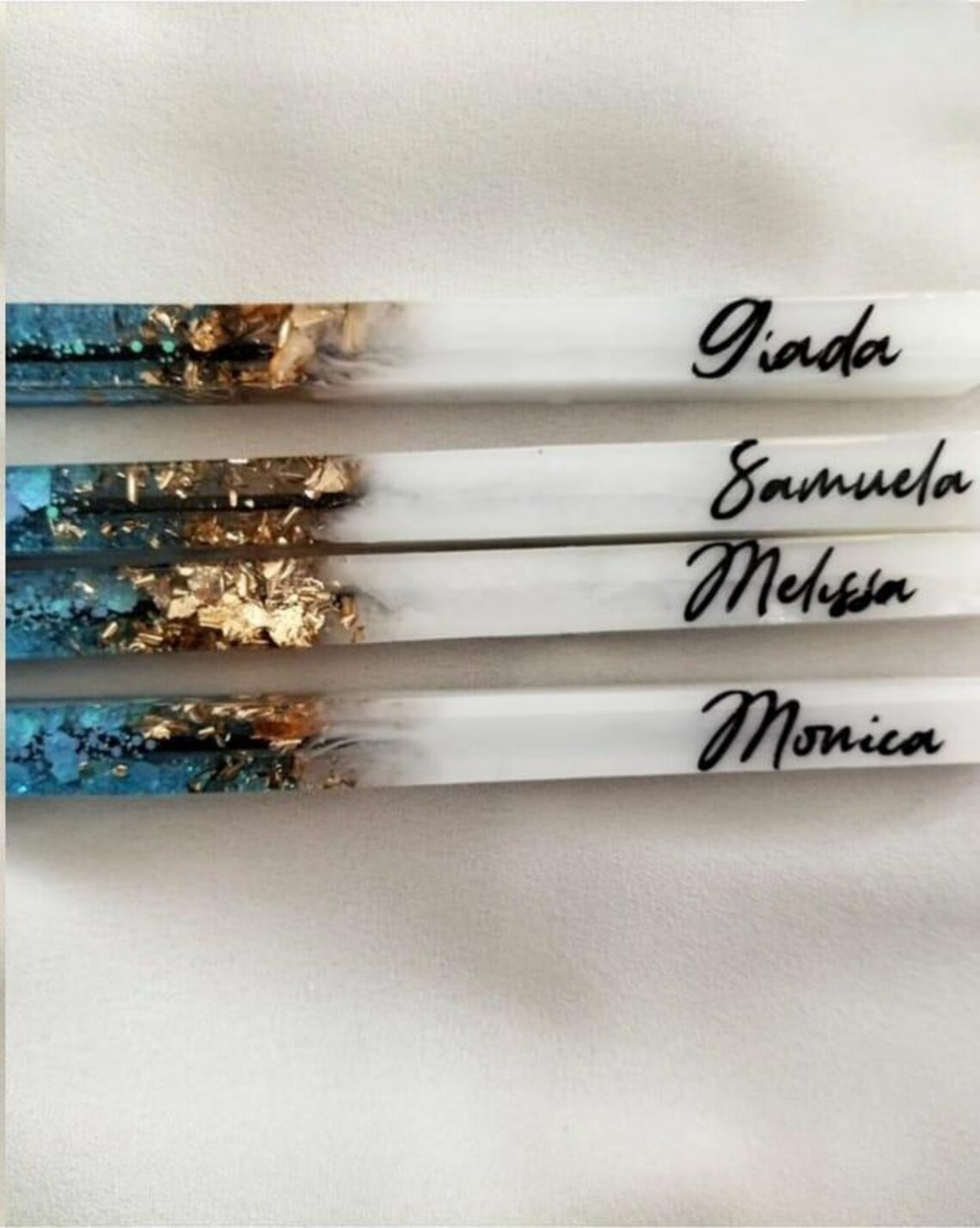 Personalized Glitter Pen and Bookmark Set: Handmade Resin Stationery - Etsy