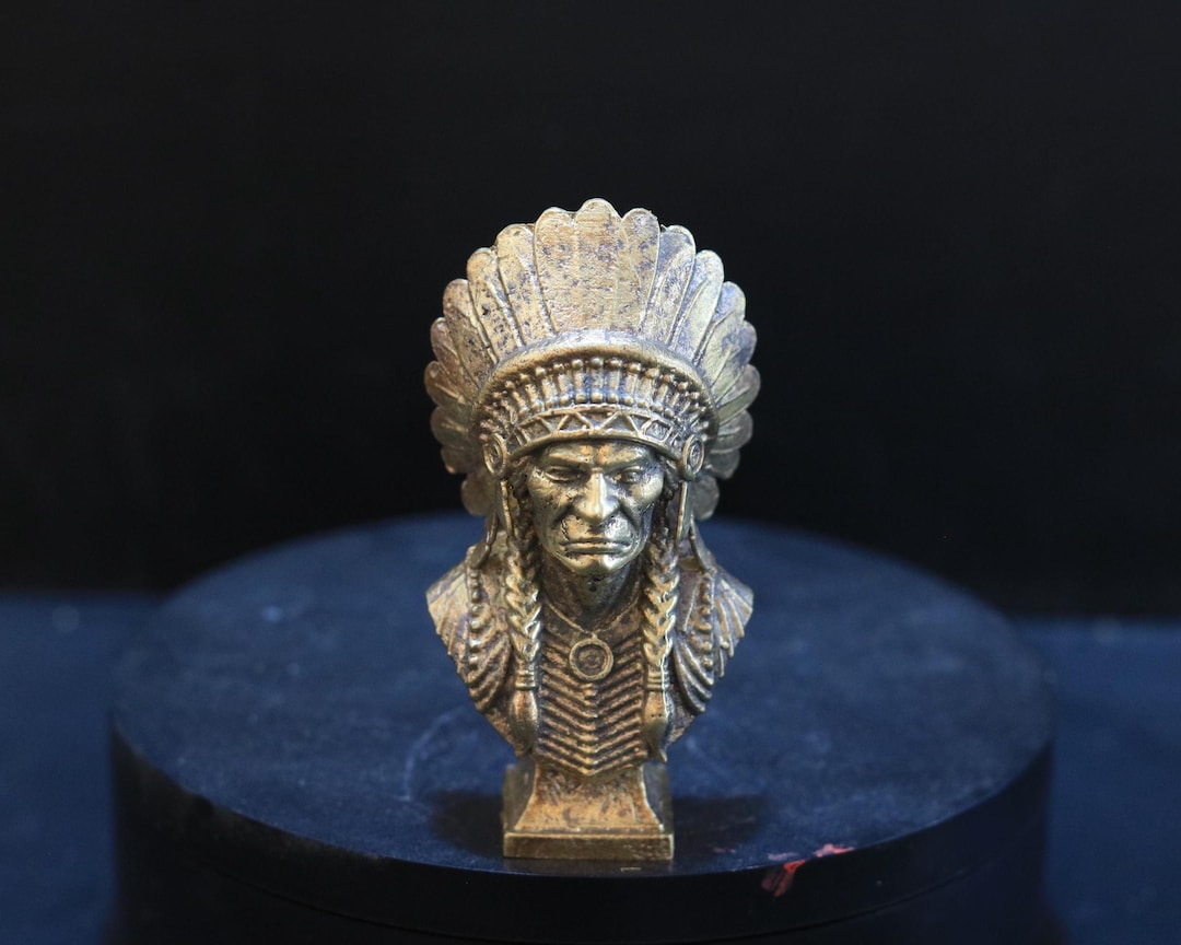 Solid Brass Indian Chief Bust - Etsy