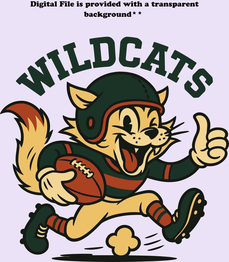 Wildcats Mascot SVG PNG: Retro School Spirit Clipart (digital Download ...