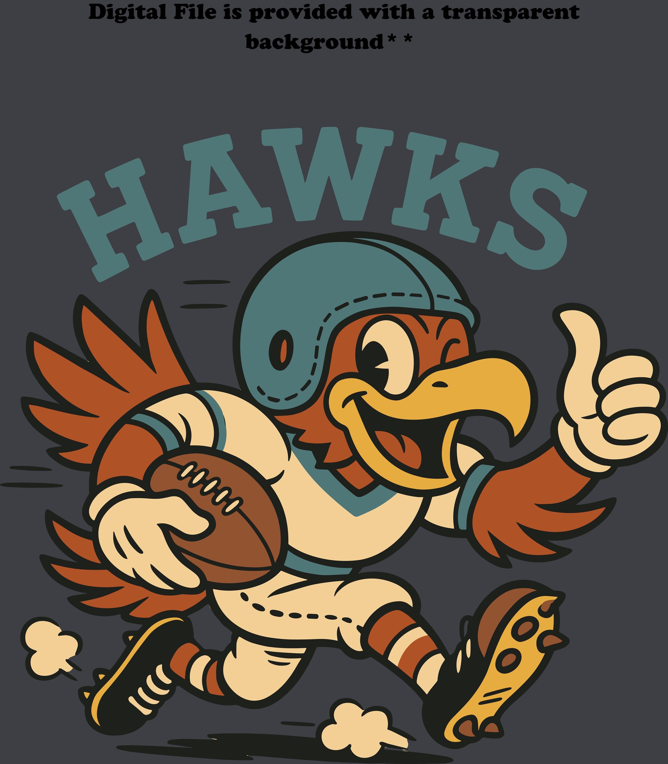 Hawks Mascot SVG PNG: Retro School Spirit Clipart (digital Download) - Etsy