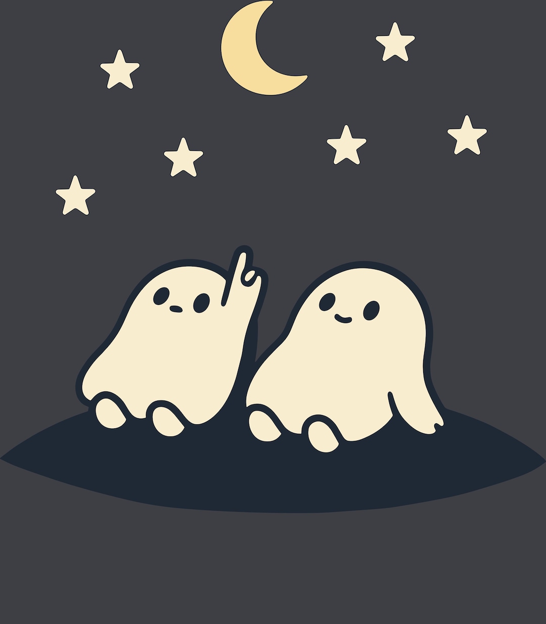 Cute Ghost SVG, Kawaii Halloween Ghost PNG, Ghost Friends Digital ...