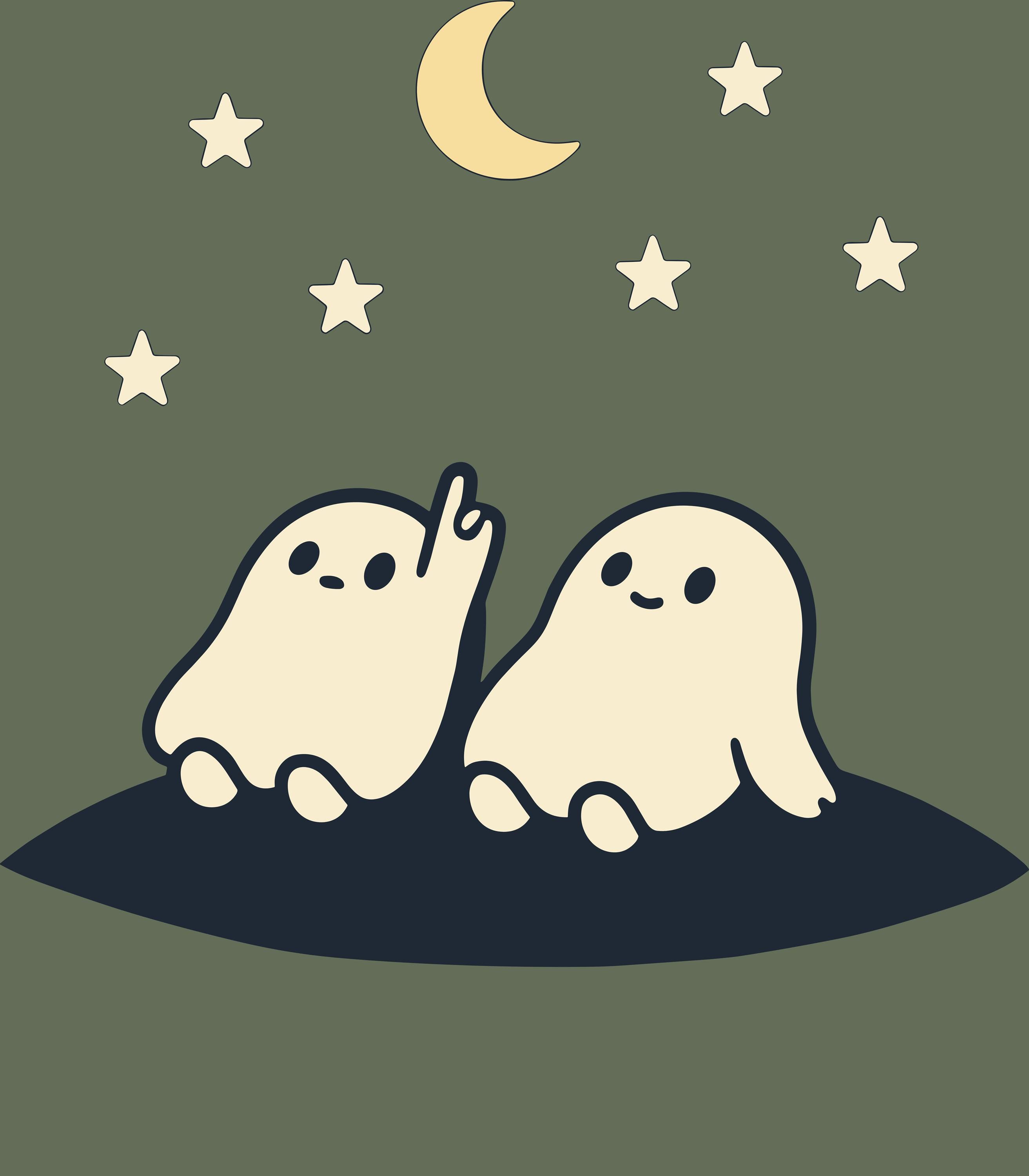 Cute Ghost SVG, Kawaii Halloween Ghost PNG, Ghost Friends Digital ...