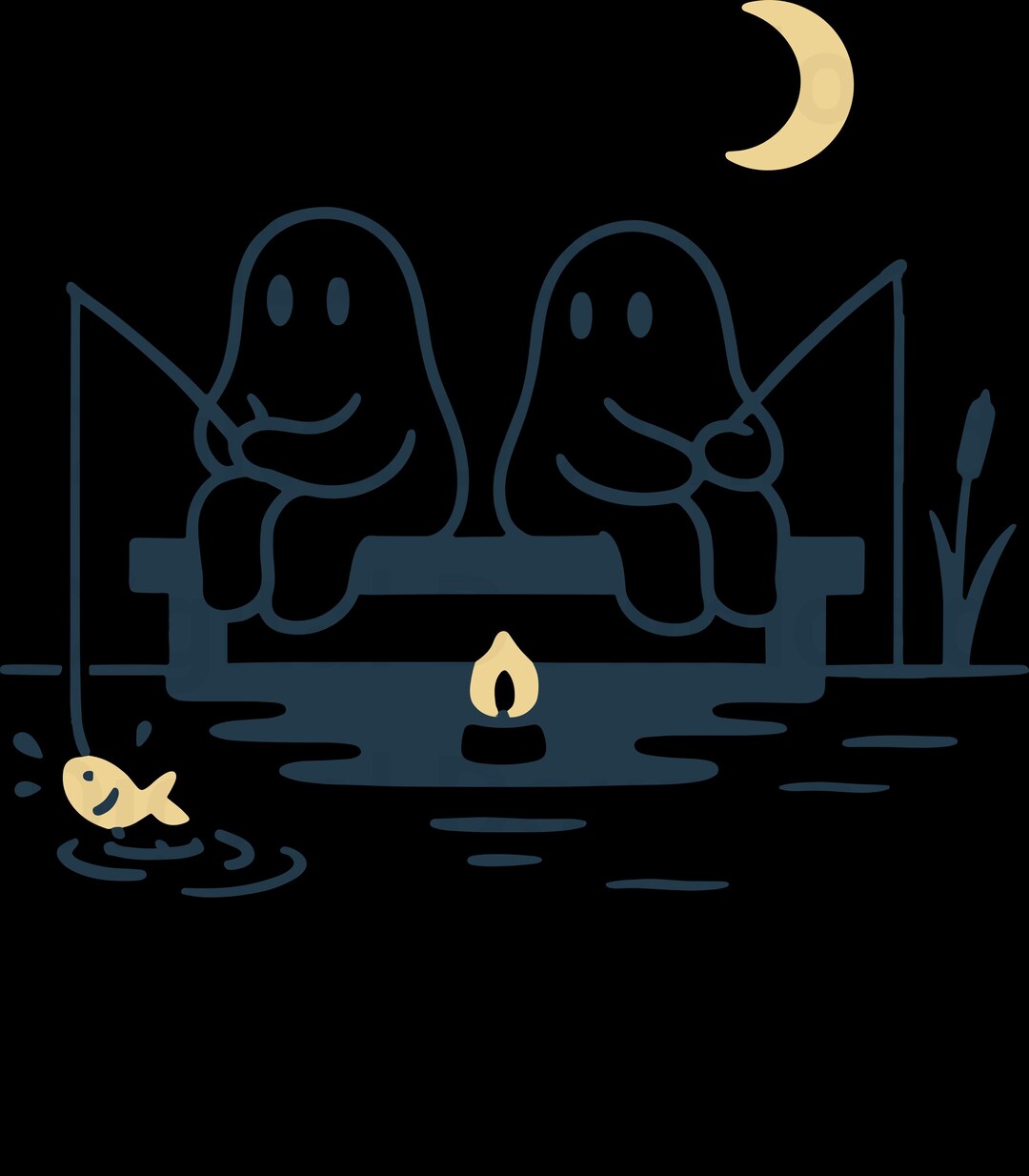 Ghost Fishing SVG: Halloween Clipart PNG, Dock Campfire Art (digital ...