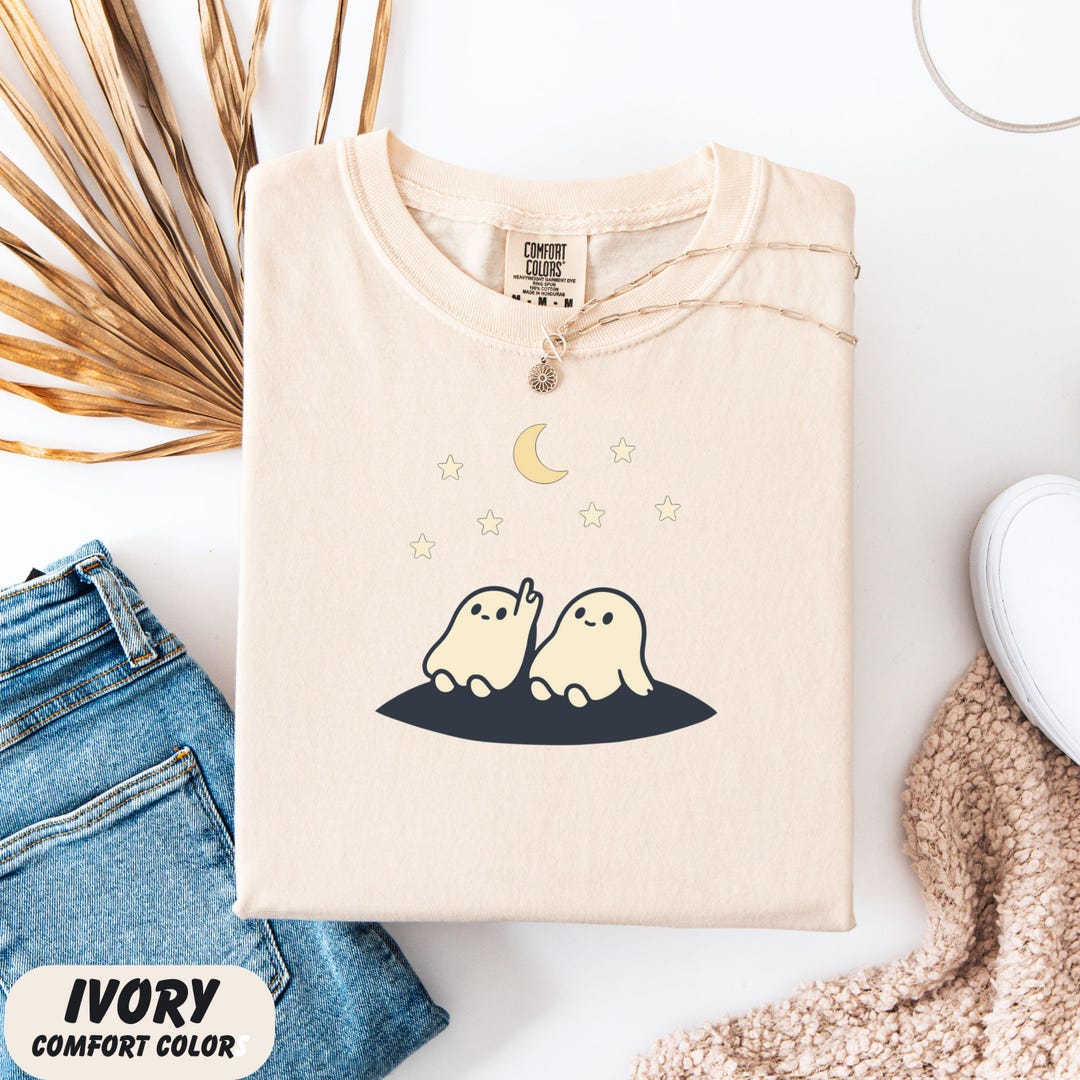 Cute Ghosts Star Gazing Comfort Colors Tee, Spooky Season Outdoors ...