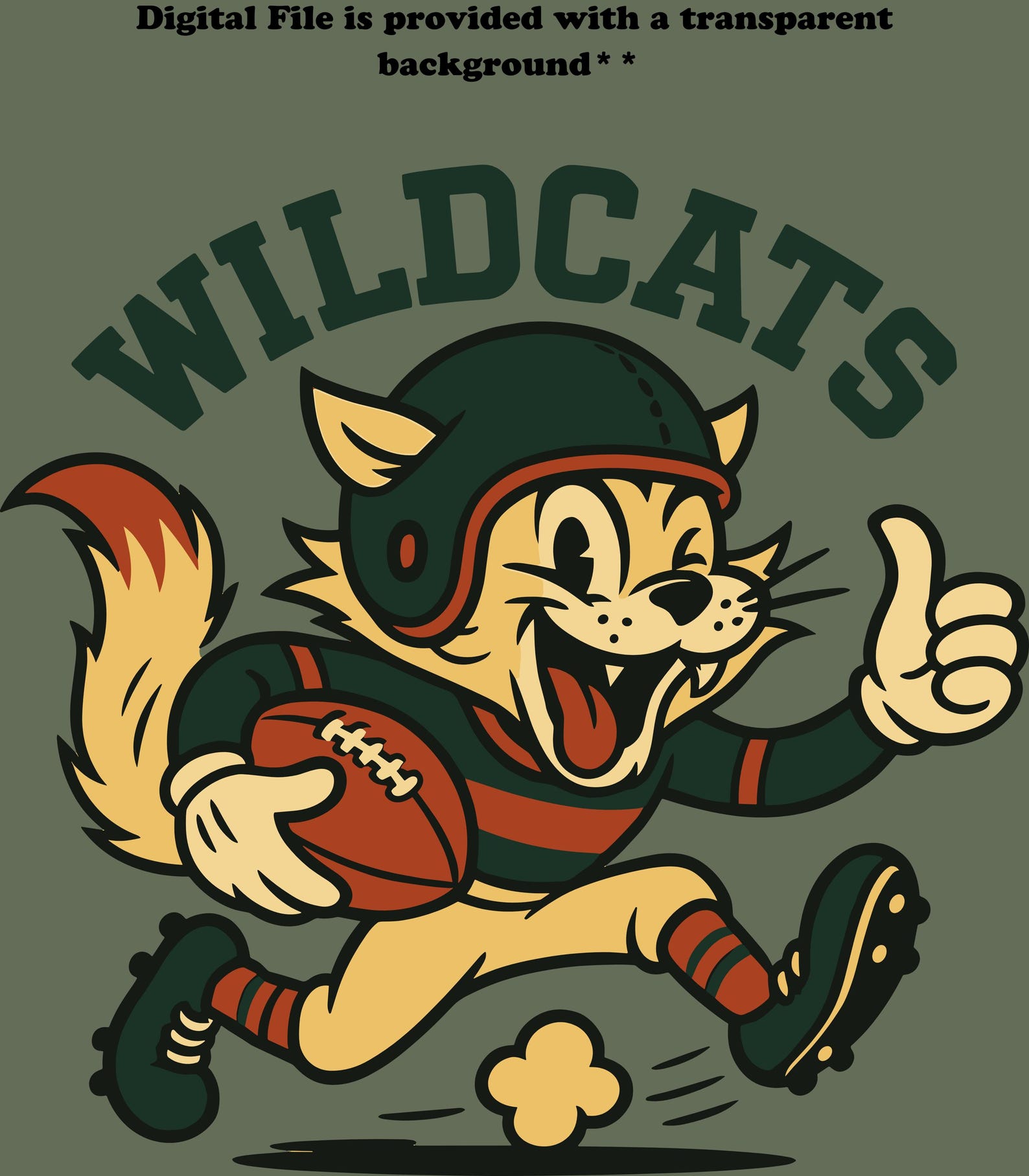 Wildcats Mascot SVG PNG: Retro School Spirit Clipart (digital Download ...