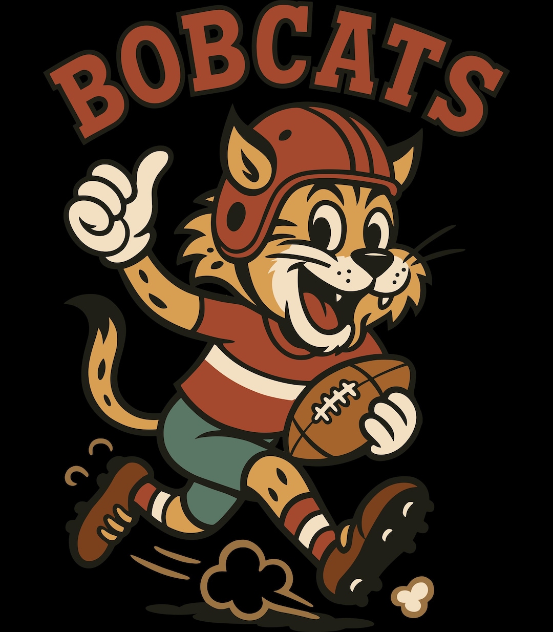 Printable School Mascot Design, Bobcats Retro Football Mascot ...