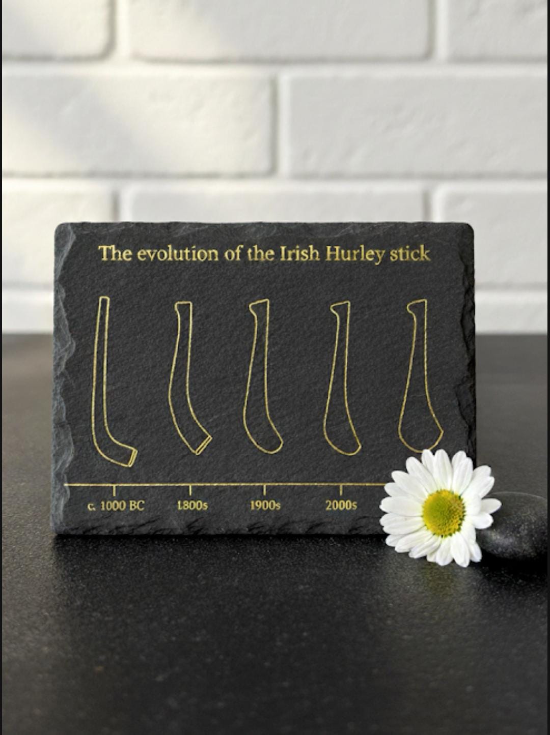 Irish Hurley Evolution Plaque | Engraved Slate Coaster or Ceramic Tile ...