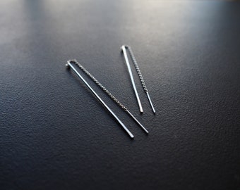11mm Bar Threader Solid Sterling Silver Bar Threader Earring Long ...