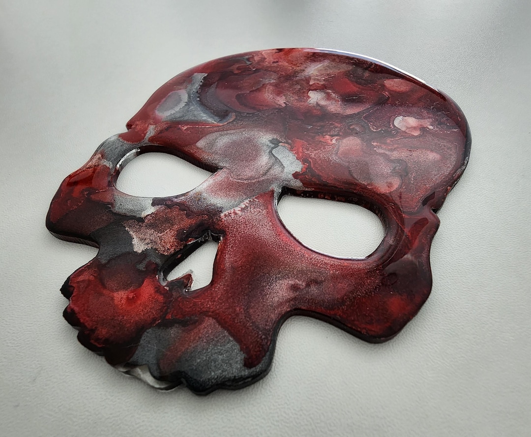 Gothic Skull Coaster | Handmade Alcohol Ink & Resin Art | Dark Academia ...