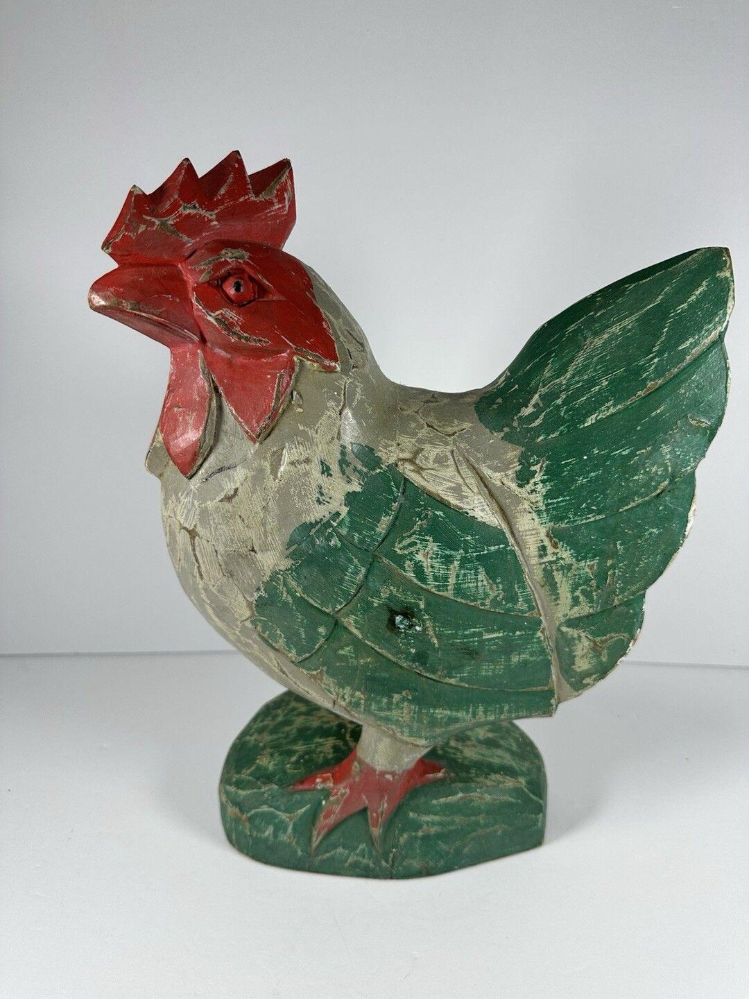 Vintage Hand-carved Wooden Rooster Folk Art Sculpture 13” – Rustic ...