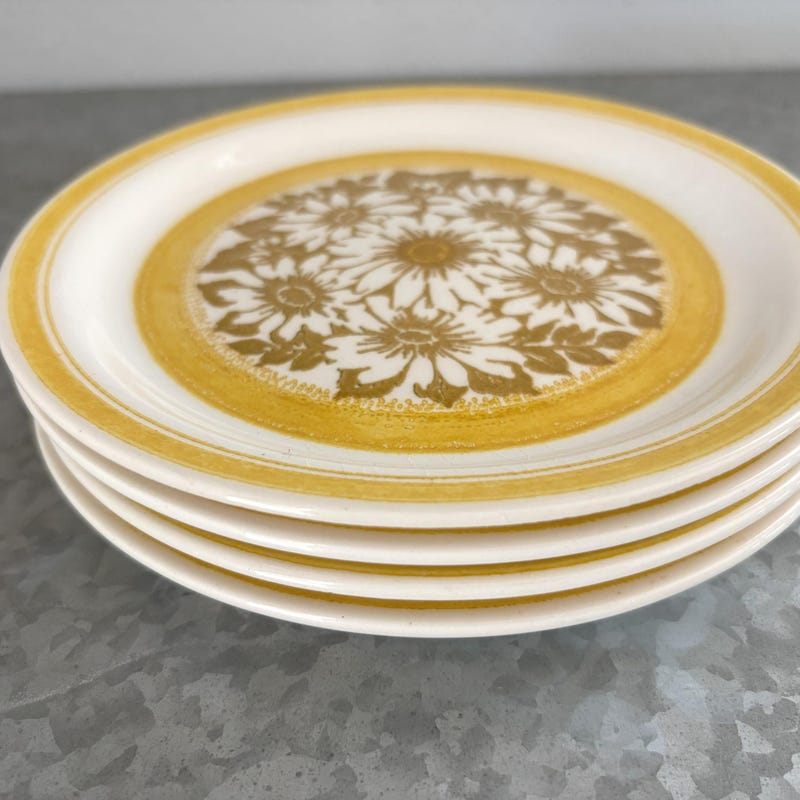 Yellow Floral Plates - Etsy