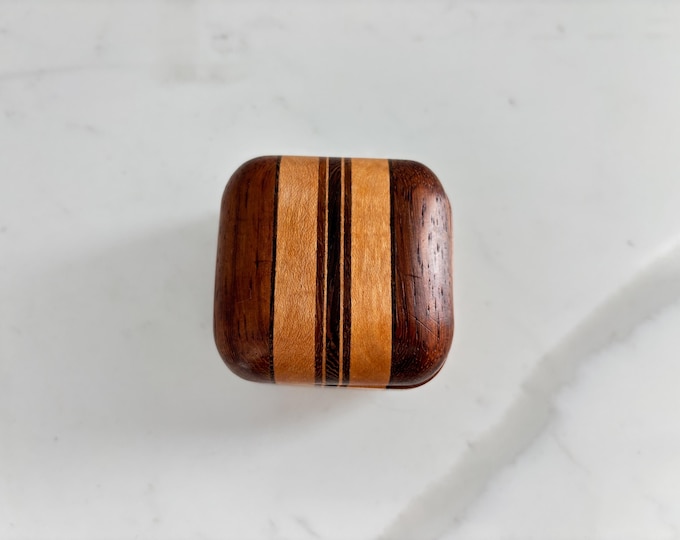 Vintage Mini Handmade Inlay Wooden Lidded Box - Wood Square With Soft ...