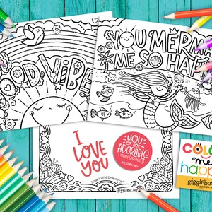 Color Me Happy, Coloring Activity Note Cards, Set of 8, Correspondence ...