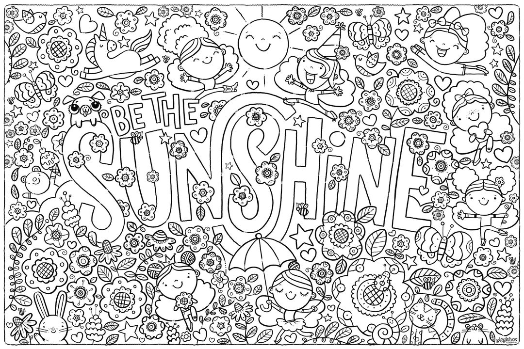 Be the Sunshine Coloring Activity Poster Children Kids Adults Coloring ...