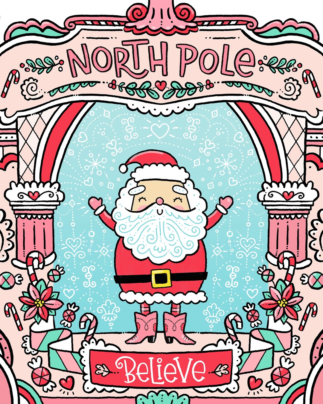 Santa Baby Original Giclee Print Holiday Christmas Wall Art Decor ...