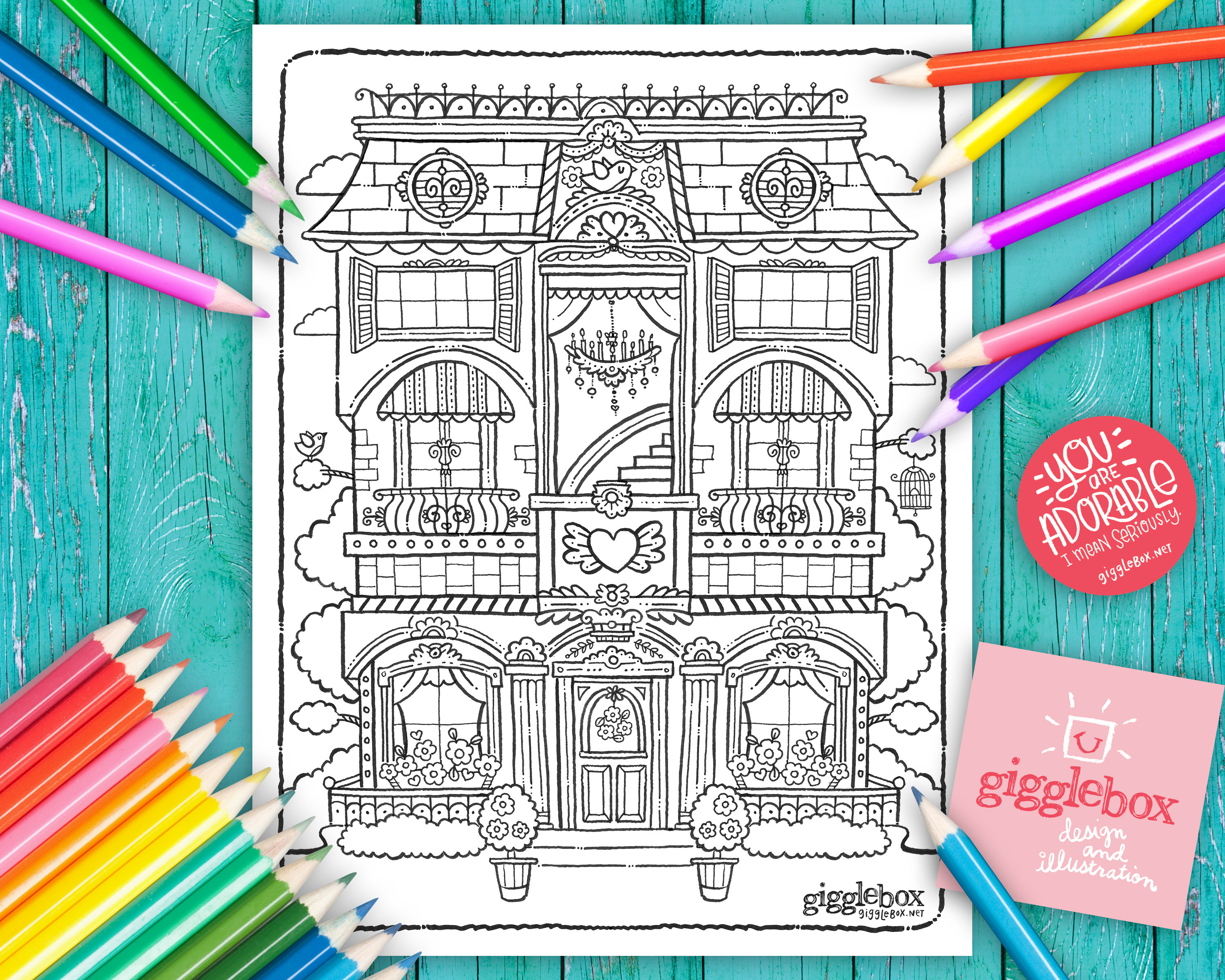 Printable Coloring Page, Instant Download, Printable, Home Sweet Home ...