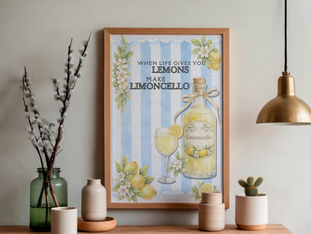 Limoncello Kitchen Print, Italian Lemon Decor (digital Download) - Etsy