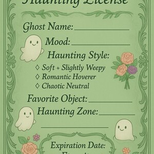 Ghost Adoption Kit | Printable License, Certificate, and Care ...