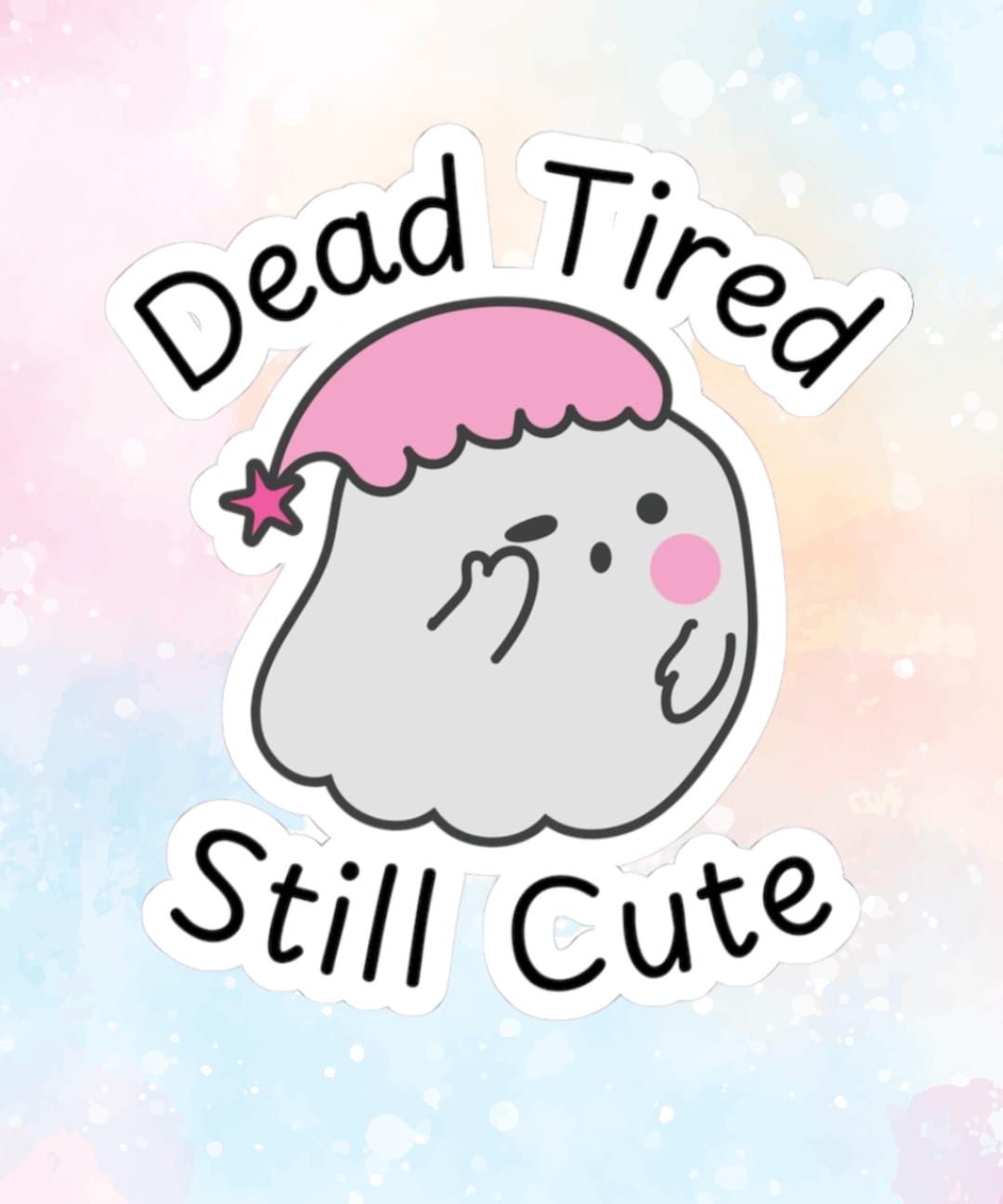 Cute Dead Tired Ghost Sticker, Laptop Decal - Etsy