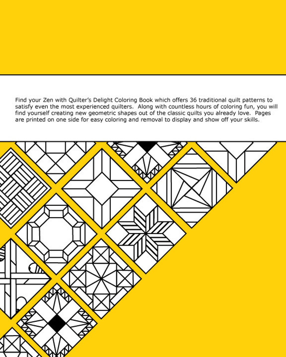 Quilt Coloring Book, Quilting Coloring Book, Geometric Coloring Book ...
