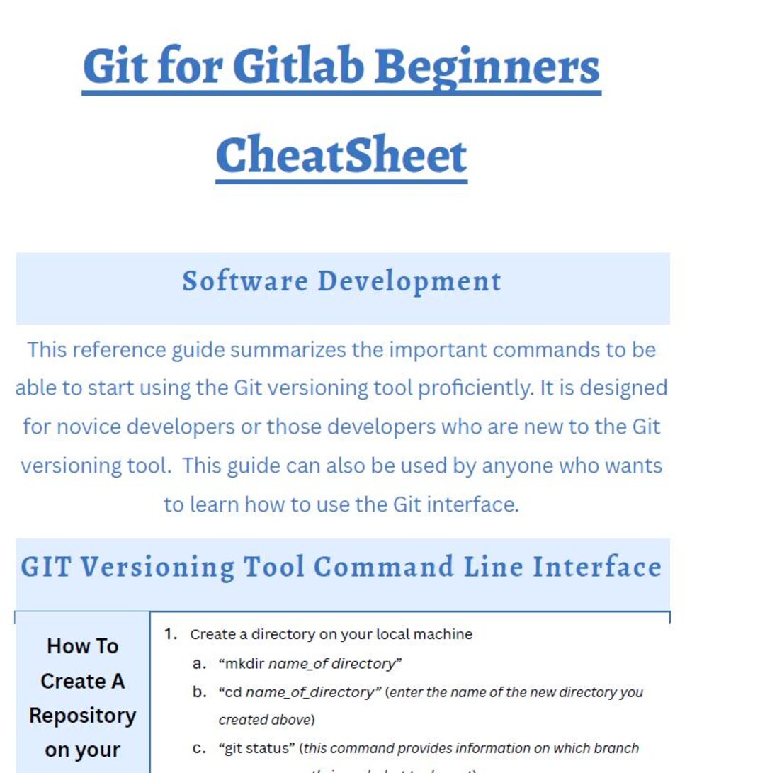 Git for Gitlab Cheat Sheet for Beginners - Etsy