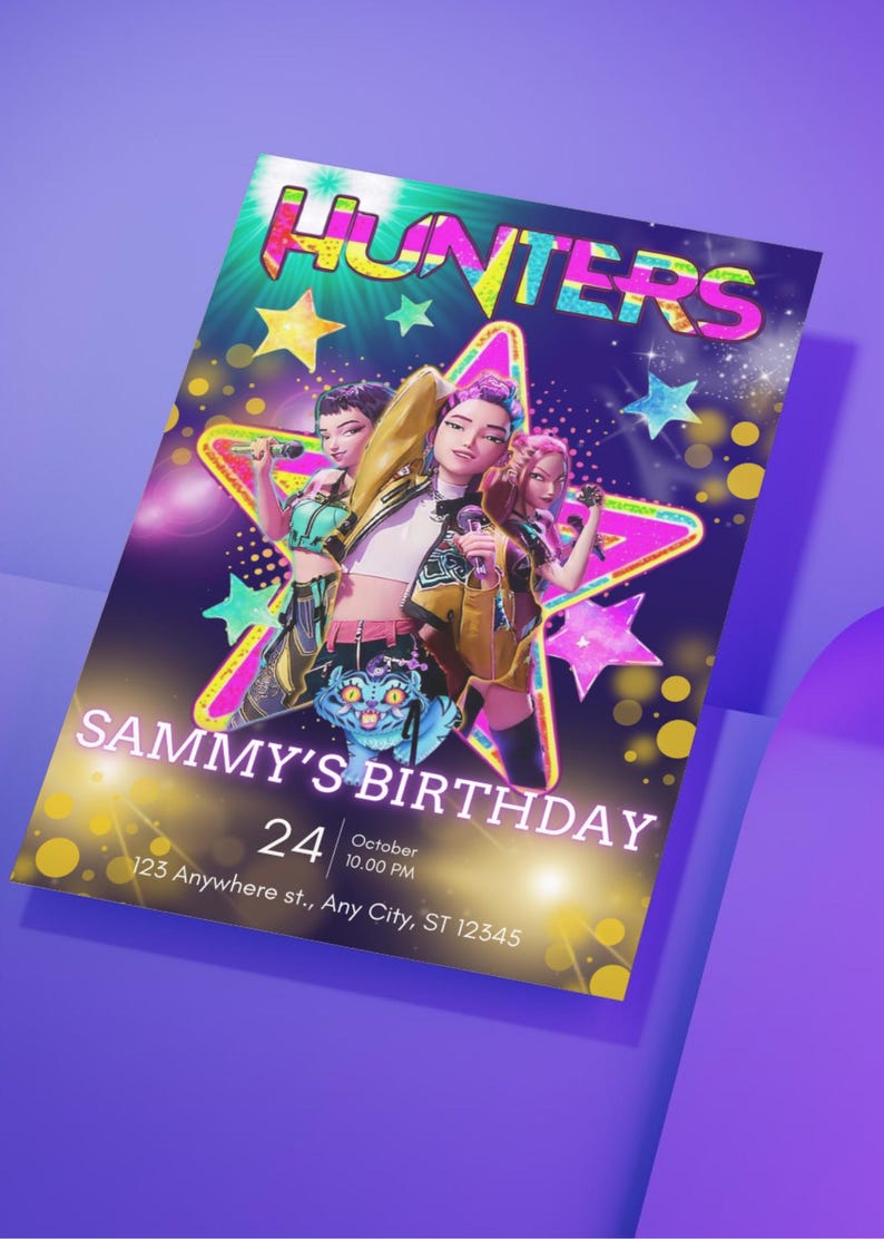 K-pop Demon Huntrix Birthay Invitation Decor for Fun | K-pop Theme ...