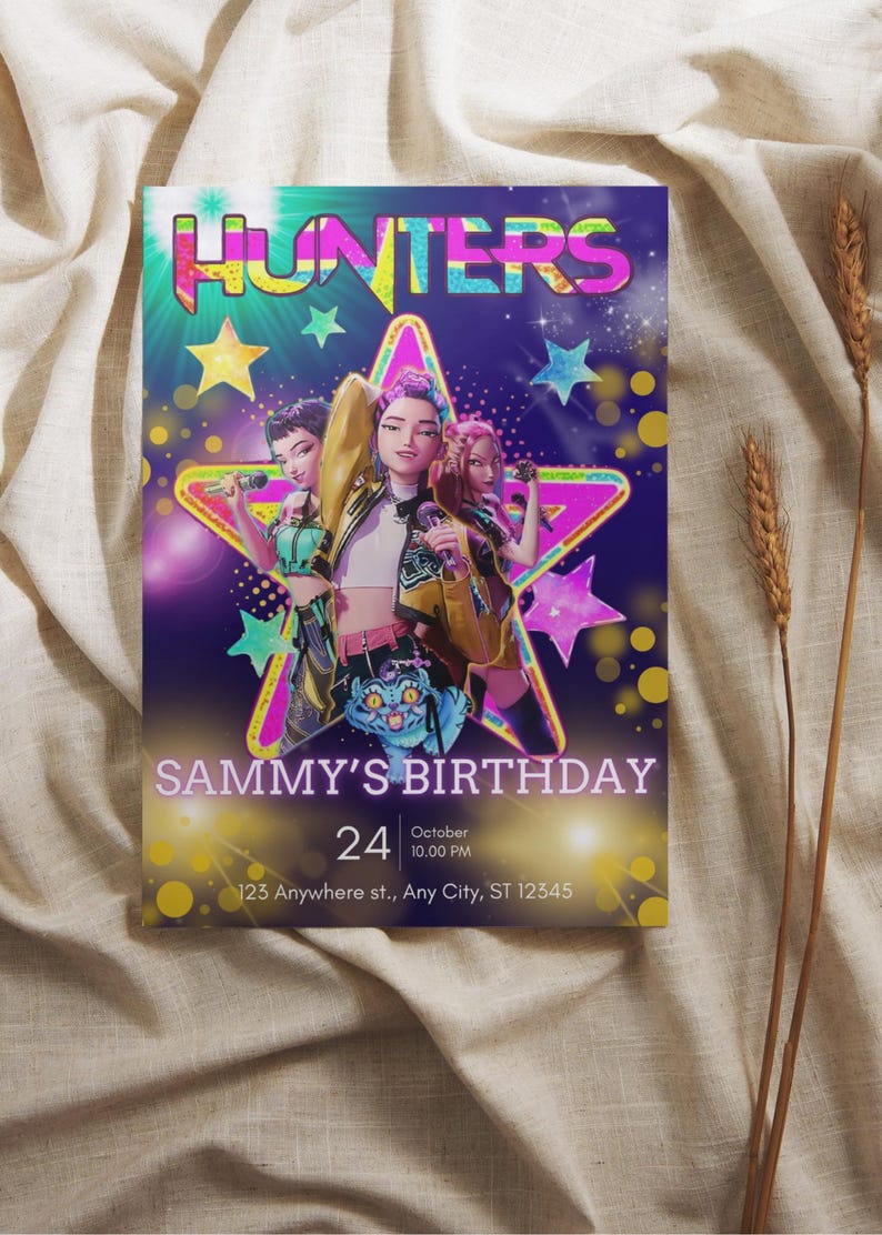 K-pop Demon Huntrix Birthay Invitation Decor for Fun | K-pop Theme ...