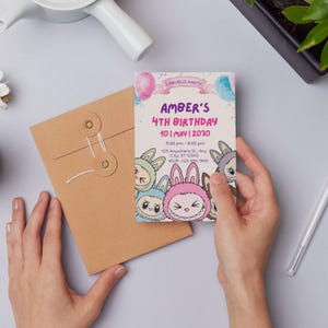 Editable Labubu Birthday Invitation Template | Canva Digital Download ...