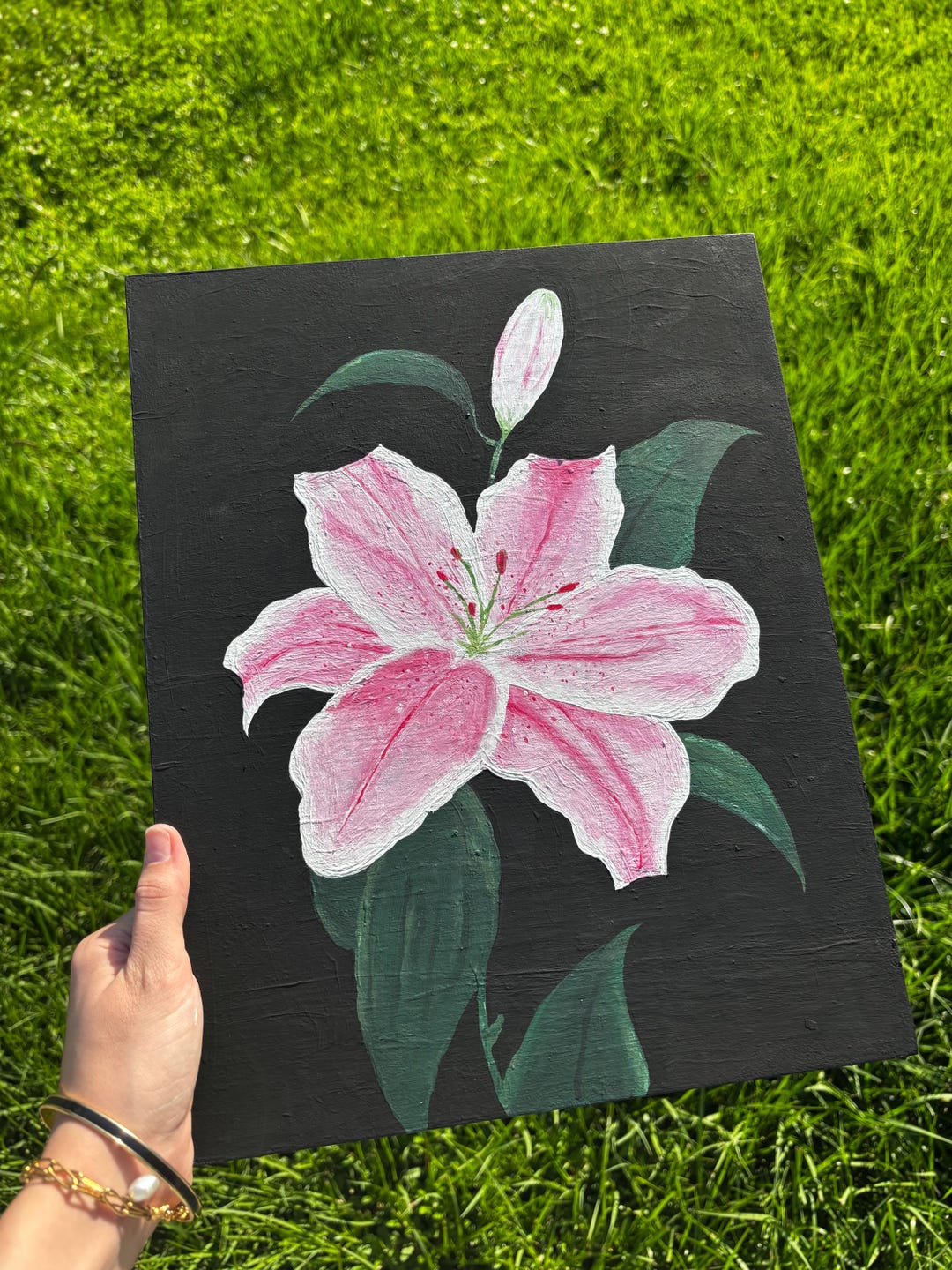 Midnight Lily, Acrylic, Flower, Painting, Small, Wall Art, Hand Painted ...