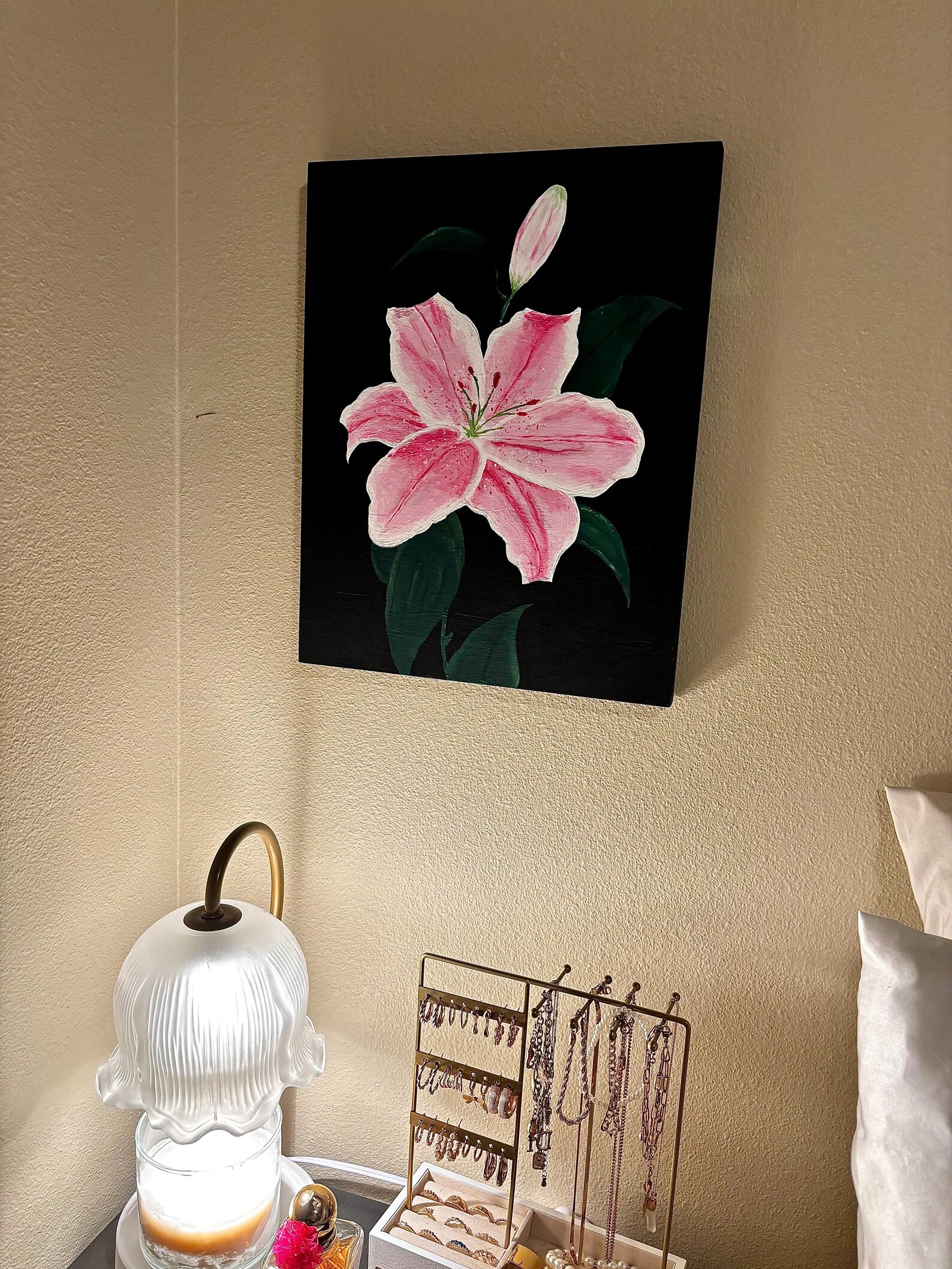 Midnight Lily, Acrylic, Flower, Painting, Small, Wall Art, Hand Painted ...
