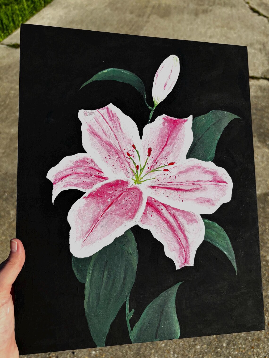 Midnight Lily, Acrylic, Flower, Painting, Small, Wall Art, Hand Painted ...