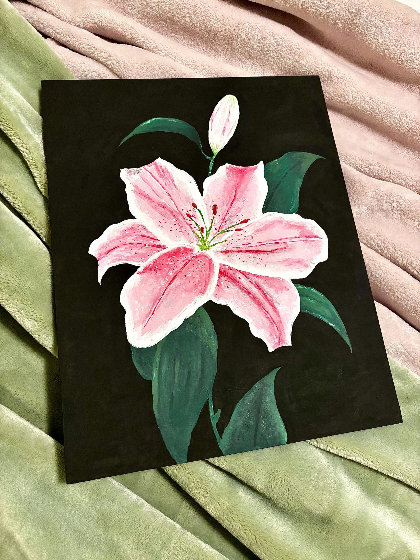 Midnight Lily, Acrylic, Flower, Painting, Small, Wall Art, Hand Painted ...