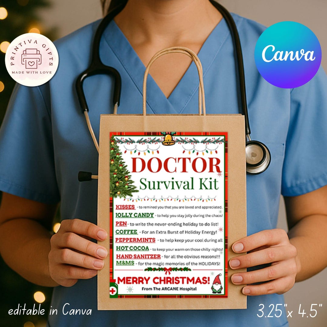 Doctor Christmas Survival Kit Printable | Holiday Gift for Doctor ...