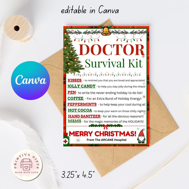 Doctor Christmas Survival Kit Printable | Holiday Gift for Doctor ...