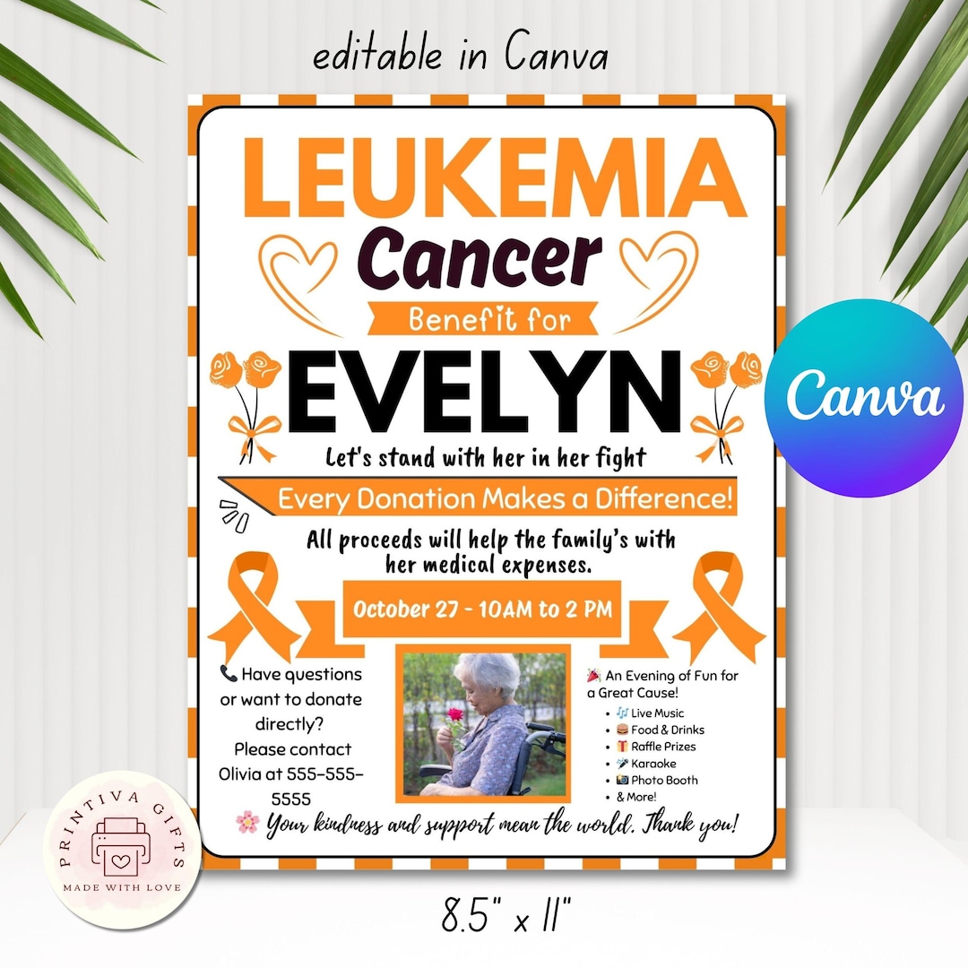 Leukemia Cancer Fundraiser Flyer: Editable Charity Event Template ...