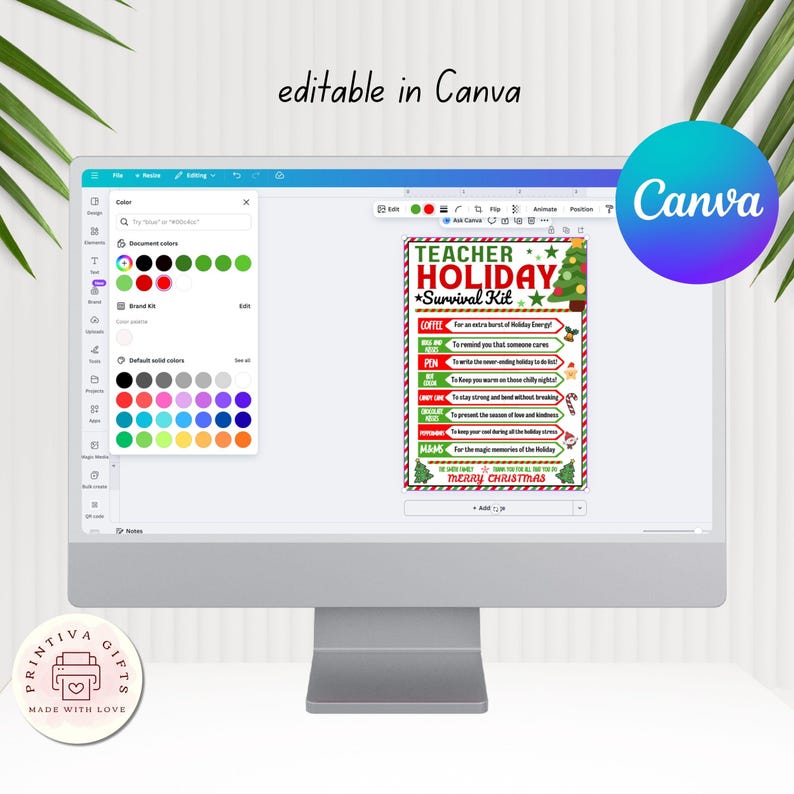 Teacher Holiday Survival Kit | Christmas Teacher Gift Tag | Printable ...