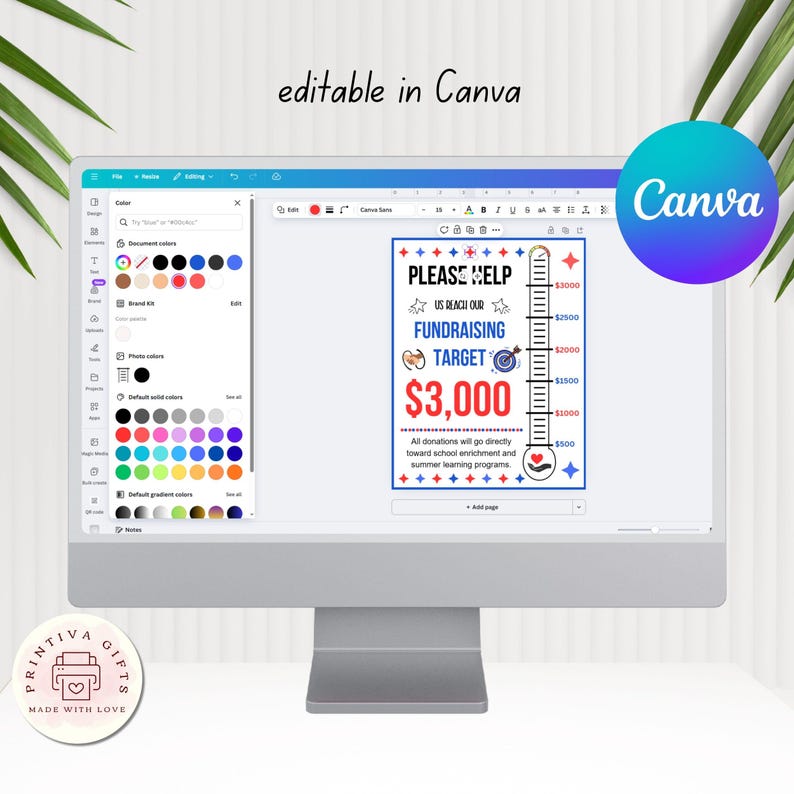 School Fundraising Goal Poster Canva Template | Editable Donation ...