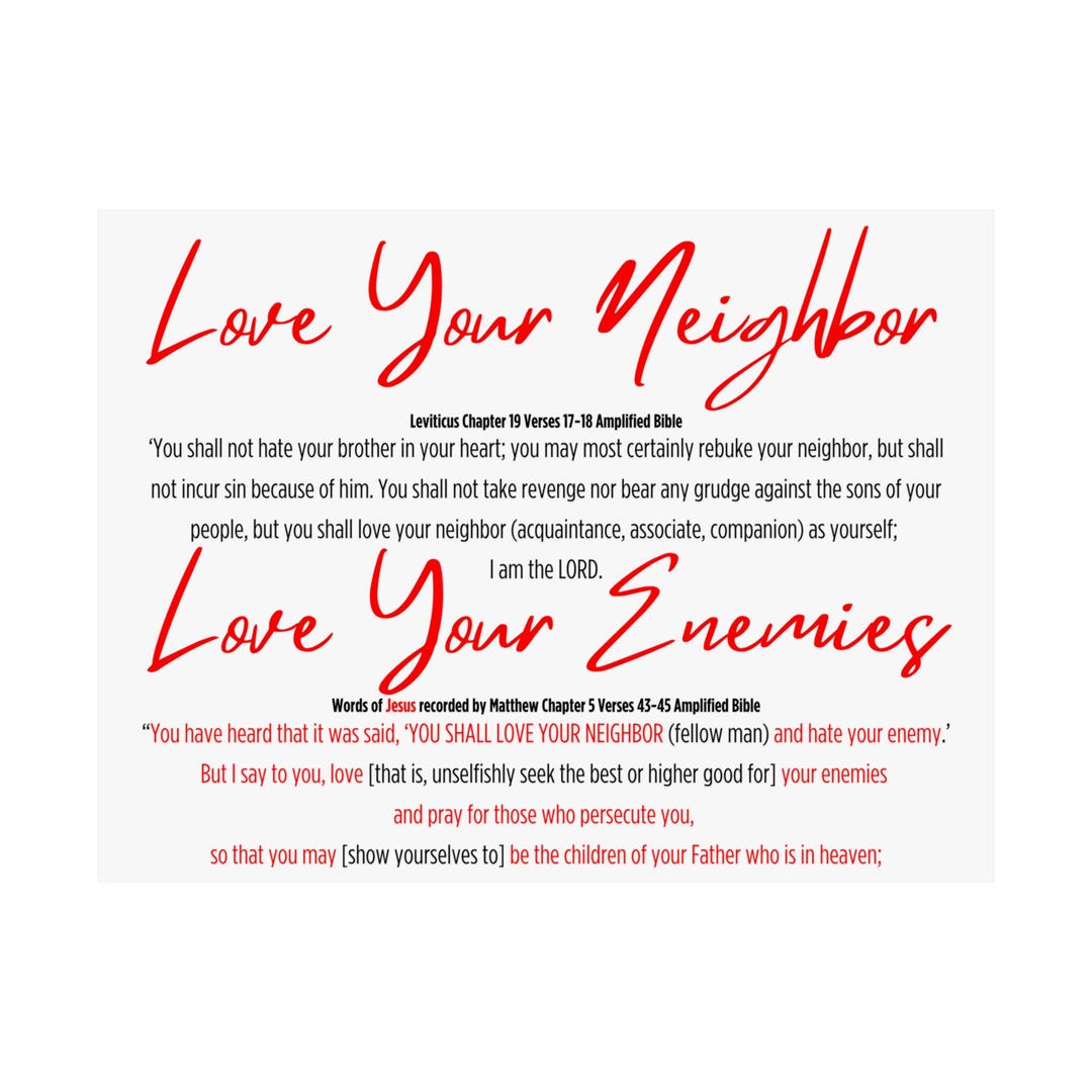 Love Your Neighbor, Enemies Scripture Poster | Leviticus 19 & Matthew 5 ...