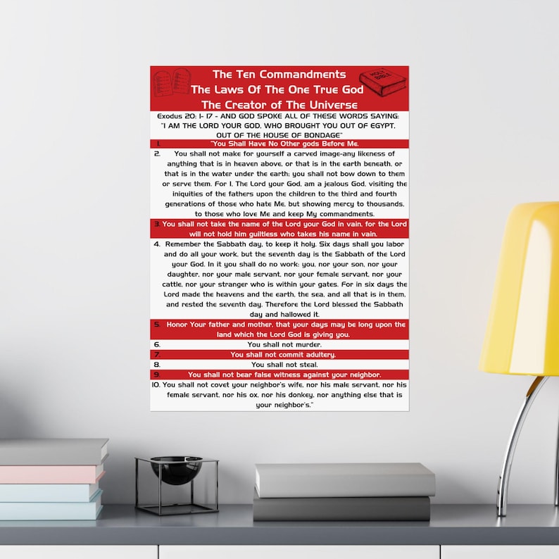 Ten Commandments Wall Poster | Exodus 20 Scripture Print | Christian ...