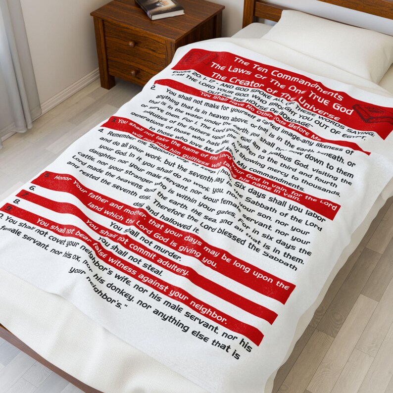 Ten Commandments Blanket | Velveteen Plush Throw | Exodus 20 Bible ...